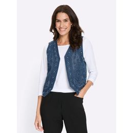 Inspirationen Damen Jeansweste, blau, Gr. 40, unifarben, 100% Baumwolle, Westen