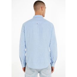Tommy Jeans Herren Langarmhemd "TJM Slim Stretch Oxford", blau, Gr. L, Web, Obermaterial: 98% Baumwolle, 2% Elasthan, Hemden, mit Flaglabel auf der