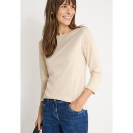 3/4-Arm-Shirt Cecil, Damen, Gr. XS (36), pearl beige, Jersey, Obermaterial: 100% Baumwolle, regular fit h&uuml;ftbedeckend, U-Boot-Ausschnitt, Shirts 3/4-Arm-Shirt, mit U-Boot-Ausschnitt