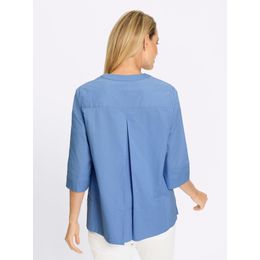 Heine Damen Klassische Bluse, blau, Gr. 40, unifarben, 97% Baumwolle, 3% Elasthan, Blusen