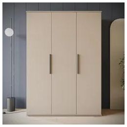 Kleiderschrank OTTO HOME "LAGOS W&auml;scheschrank, Garderobe, schwarze Griffe, Made in Europe", beige (congo beige), B:134,4cm H:187,3cm T:51cm, FSC-zertifizierter Holzwerkstoff, Schr&auml;nke, Kleiderschrank, Moderner Dreht&uuml;renschrank, FSC-zertifiziert, Schlafzimmerschrank