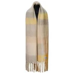 XXL-Schal Chillouts "Gero Scarf", Damen, beige (beige, grau), Kunstfaser, kariert, mehrfarbig, Modet&uuml;cher, mit dicken Fransen