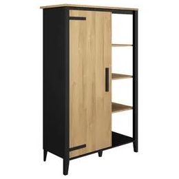 Buffet GAMI "Cork", schwarz (goldeiche, schwarz), B:101cm H:160cm T:45cm, Schr&auml;nke, Buffet, 3 Regalb&ouml;den und 3 Innenregale