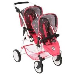 Bayer Chic 2000 Puppen-Zwillingsbuggy CHIC2000 "Twinny, Butterfly", bunt (butterfly koralle), Puppenwagen, KinderB:63cm H:77cm T:63cm, Kunststoff, Metall, Stoff, mit schwenkbaren Vorderr&auml;dern, B:63cm H:77cm T:63cm
