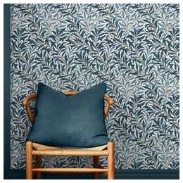 Vliestapete "Willow Bough", blau (blaugrau), B:0,52m L:10m, Vlies, WILLIAM MORRIS AT HOME, Tapeten, 10mx52cm (ca. 5m2)