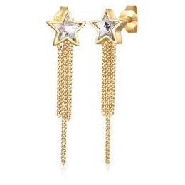 Paar Ohrstecker Elli "Stern Ketten Look mit Kristallen von Swarovski 925 Silber", gold, Ohrringe, Damen, onesize,mit Steinen, Silber 925 (Sterlingsilber)