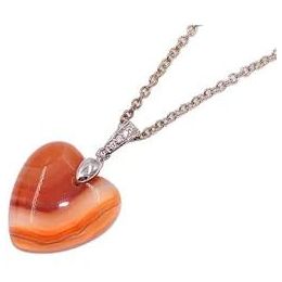Kette mit Anh&auml;nger Firetti "Schmuck Geschenk, Achat Herz", orange (silberfarben, edelstahlfarben, orangerot), Halsketten, Damen, Edelstahl Silber 925 (Sterlingsilber), L: 50 B: 2mm, Edelstahl, Silber 925 (Sterlingsilber), Made in Germany - mit Achat, Kristallstein, B:2mm