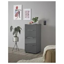 HBZ-MEBLE Kommode HBZ "Santorin Mehrzweckschrank mit Schubk&auml;sten, BxHxT 45x99x40 cm", grau (anthrazit), B:45cm H:99cm T:40cm, Holzwerkstoff, Sideboards, Kommode, Mit 4 Schubk&auml;sten mit Softclose, Glasfront und Glasoberboden
