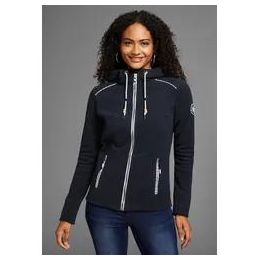 Fleecejacke Kangaroos, Damen, Gr. 52/54, blau (navy), Fleece, Obermaterial: 100% Polyester, bequem h&uuml;ftbedeckend, Jacken Fleecejacke, figurbetonte Passform, mit Kapuze und Kordelzug, &Uuml;bergangsjacke