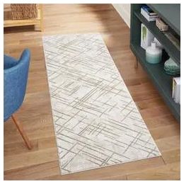Teppich Carpet City "ANTIK245", beige (creme), B:80cm H:10mm L:300cm, Polyester, Teppiche, Teppich, Kurzflor, 3D-Optik, Klassisch-Modern f&uuml;r Wohnzimmer, Schlafzimmer
