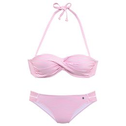 s.Oliver Damen B&uuml;gel-Bandeau-Bikini, rosa, Gr. 38, gestreift, Microfaser, Recycling-Polyamid, Bikini-Sets, in getwisteter Optik