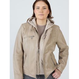 Maze Damen Lederjacke "42021318"sand, Gr. 46, Obermaterial: 100% Lammleder. Futter: 100% Baumwolle. &Auml;rmelfutter: 100% Polyester. Kapuze: 55%