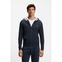 BOSS Herren Kapuzensweatjacke "Mix&Match Jacket H", Gr. S, blau, Sweatware, Obermaterial: 95% Baumwolle, 5% Elasthan, unifarben mit Farbeinsatz,