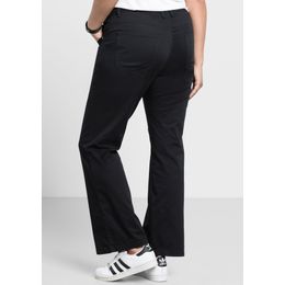 sheego Damen Bootcuthose, schwarz, Gr. 58, unifarben, 97% Baumwolle, 3% Elasthan, Hosen