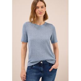 Cecil Damen T-Shirtlight sky blau, Gr. XS, unifarben, Jersey, Obermaterial: 60% Viskose, 40% Polyester, Shirts, in feiner Strick Optik