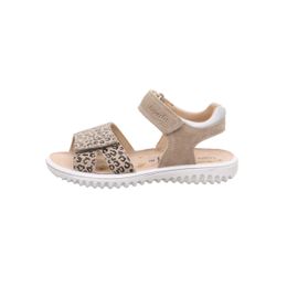 Superfit M&auml;dchen Sandale "SPARKLE WMS: mittel", Gr. 31, beige, Veloursleder, metallic, Schuhe, Klett-Sandalette mit Leomuster, Gr&ouml;&szlig;enschablone zum