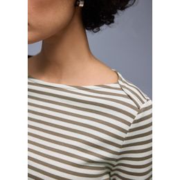 Street One Damen Langarmshirtlight terra mocha, Gr. 46, gestreift, Web, 100% Baumwolle, Shirts, aus reiner Baumwolle