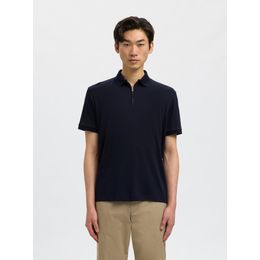 Selected Herren Poloshirt "SLHFAVE ZIP SS POLO NOOS", wei&szlig;, Gr. XL, unifarben, Jersey, Obermaterial: 60% Baumwolle, 40% Polyester, Shirts,