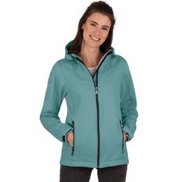 TRIGEMA Damen Softshelljacke "TRIGEMA Taillierte Softshell&ndash;Kapuzenjacke", gr&uuml;n, Gr. M, Stoff, 88% Polyamid, 12% Elastan, Jacken