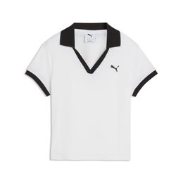 Puma Damen Poloshirt "Wardrobe Essentials Polo Damen"wei&szlig;, Gr. L, clean, Obermaterial: 41% Polyester, 59% Baumwolle; Rippe: 100% Baumwolle, Shirts