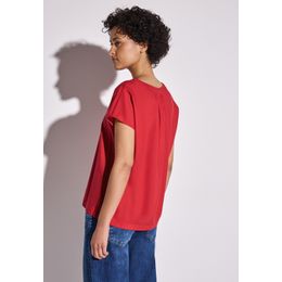Street One Damen Hemdbluse, rot, Gr. 34, unifarben, Stoff, 100% Viskose, Blusen, aus softer Viskose