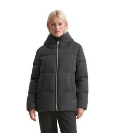 Marc O'Polo Outdoorjacke MARC O'POLO "aus recyeltem Flanell", Damen, Gr. 40, dunkelgrau melange, Obermaterial: 62% Polyester, 20% Viskose, 15% Schurwolle, 3% Elasthan. F&uuml;llung: 70% Daune, 30% Feder. Futter: 100% Polyamid, unifarben, regular fit, Jacken Outdoorjacke