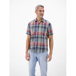 Lerros Herren Kurzarmhemd "Kariertes Kurzarmhemd aus Baumwolle und Leinen"vivid rot, Gr. XL, 71% Baumwolle, 29% Leinen, Hemden