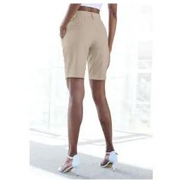 Shorts Lascana, Damen, Gr. 34, N-Gr, beige (sand), Sweatware, Obermaterial: 70% Viskose, 25% Polyamid, 5% Elasthan, unifarben, l&auml;ssig geschnitten ca. Mitte Oberschenkel, Hosen Shorts, mit G&uuml;rtelschlaufen und Bindeband, Loungewear