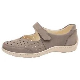 Waldl&auml;ufer Ballerina WALDL&Auml;UFER "HENNI", Herren, Gr. 6 (39), grau (taupe), Nubukleder, Schuhe Ballerina, Klettschuh, Komfortschuh mit Perforation, H-Weite, Topseller