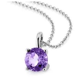 Kette mit Anh&auml;nger OROLINO "Gold 585 mit nat&uuml;rlichem Amethyst 45cm lang", wei&szlig;, Halsketten, Damen, 45cm, Gold, L: 45 B: 7mm, gl&auml;nzend, B:7mm