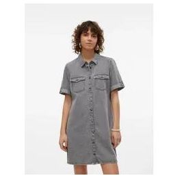 V&eacute;ro Moda Jeanskleid VERO MODA "VMJENNIE SS SHORT DENIM DRESS NOOS", Damen, Gr. XS, N-Gr, blau (medium grau denim), Denim/Jeans, Obermaterial: 90% Baumwolle, 10% Viskose, Kleider