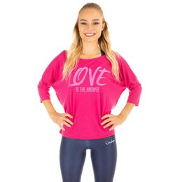 WINSHAPE Damen 3/4-Arm-Shirt "MCS001 ultra leicht", pink, Gr. XXL, 50% Modal, 50% Baumwolle, Shirts, mit neon pinkem Glitzer-Aufdruck