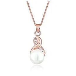 Perlenkette Elli "Infinity Kristalle S&uuml;&szlig;wasserzuchtperle 925 Sterling Silber", rosa (rosegold), Halsketten, Damen, 45, ohne Stein, Silber 925 (Sterlingsilber), L: 45, Perlenkette