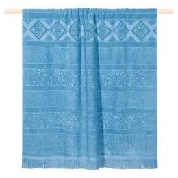 Badetuch Pad "HARLEM, 70x140 cm", blau, B:70cm L:140cm, Frottee, Frottee, Handt&uuml;cher, Badetuch, Made in Europe, Ton in Ton gestreift, mit Ornamenten, mit Fransen