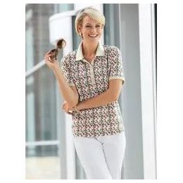 Poloshirt Classic Basics "Poloshirt", Damen, Gr. 46, pink (sand, fuchsia, bedruckt), 100% Baumwolle, gebl&uuml;mt, gemustert, mehrfarbig, Shirts