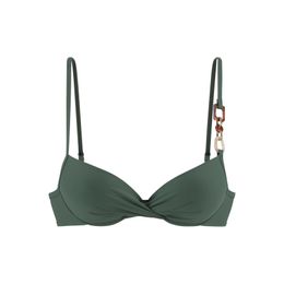 Lascana Damen B&uuml;gel-Bikini-Top "Yves", gr&uuml;n, Gr. 40, unifarben, Recycling-Polyamid, Bikini-Oberteile, mit Wattierung