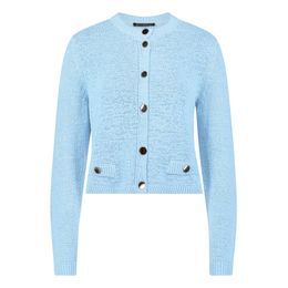 Betty Barclay Damen Strickjacke "Damen mit aufgesetzten Taschen", blau, Basic, Gr. 48, Strick, Obermaterial: 65% Polyacryl, 35% Polyamid, Strickjacken