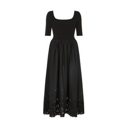 Lily & Lionel LILY AND LIONEL Damen Midikleid "Sydney Short Sleeve Jersey Bodice Embroidered Midi Dress Damen"schwarz, Gr. 42, 95% Polyester, 5% Elasthan, Kleider
