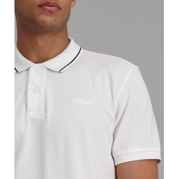 Herren Poloshirtwei&szlig;, Gr. L, Pioneer Authentic Jeans, unifarben, Web, Obermaterial: 100% Baumwolle, Shirts, mit Logo Schriftzug
