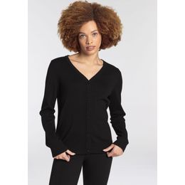 Flashlights Damen Strickjacke, schwarz, Basic, Gr. 40, clean, unifarben, Feinstrick, Obermaterial: 50% Baumwolle, 50% Polyacryl, Strickjacken,