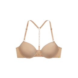 JETTE Damen Push-up-BH, Gr. 70, braun, Microtouch, Obermaterial: 60% Polyamid, 35% Polyester, 5% Elasthan, BHs, mit B&uuml;gel und edlem Kettendetail