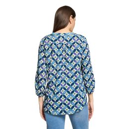 Shirtbluse Cartoon "Damen mit Schn&uuml;rung", Damen, Gr. 34, blau, gr&uuml;n, Obermaterial: 100% Viskose, figurumspielend normal, Rundhals, Blusen