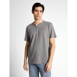 Tom Tailor Herren T-Shirtwei&szlig; tarmac grau fine stripe, Gr. M, gestreift, Single Jersey, Obermaterial: 60% Baumwolle, 40% Polyester, Shirts, mit