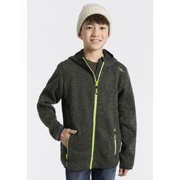 CMP Jungen Strickfleecejacke "KID JACKET FIXED HOOD", grau, Gr. 164, Strick, Obermaterial: 100% Polyester, Jacken, wasserabweisend, windabweisend,