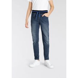 Kangaroos Jungen Schlupfjeans "Stretch-Jeans mit schmalem Bein f&uuml;r Jungen", blau, Gr. 158, Denim/Jeans, Obermaterial: 75% Baumwolle, 24% Polyester,