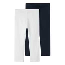 name it M&auml;dchen Caprileggings "NKFVIVIAN 2P CAPRI LEGGING F NOOS", schwarz-wei&szlig;, Gr. 110, unifarben, Jersey, Obermaterial: 95% Baumwolle, 5%