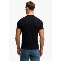 Superdry Herren Rundhalsshirt "ESSENTIAL CONTRAST EMB TEE", schwarz, Gr. L, bedruckt, Single Jersey, Obermaterial: 100% Baumwolle, Shirts, Slim Fit,