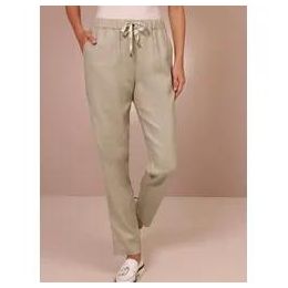 Jogger Pants CREATION L PREMIUM, Damen, Gr. 40, Normalgr&ouml;&szlig;en, beige, 55% Leinen, 42% Viskose, 3% Elasthan, unifarben, lang, Hosen