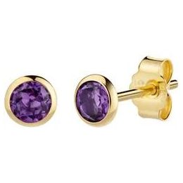 Paar Ohrstecker Vivance "585/- Gelbgold Amethyst", gelb (gelb, lila), Ohrringe, Damen, one-size, Gold