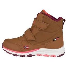 Winterstiefel Trollkids "KIDS HAFJELL WINTER BOOTS", M&auml;dchen, Gr. 34, braun (caramel, salmon, rotwood), Synthetik, mehrfarbig, Schuhe Winterstiefel, Snowboots, Winterstiefel, Winterschuhe, f&uuml;r Kinder, wasserdicht